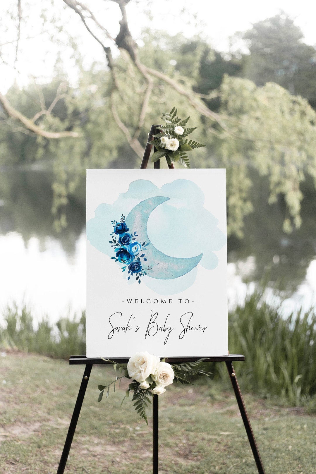 Moon Baby Shower Welcome Sign | Boy Over the Moon Baby Shower Decor ...