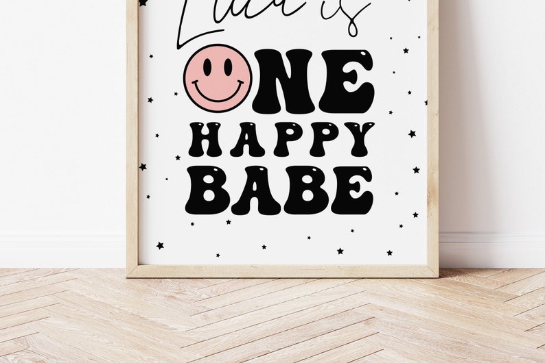 Editable Smile Face Welcome Sign Template Pink One Happy - Etsy