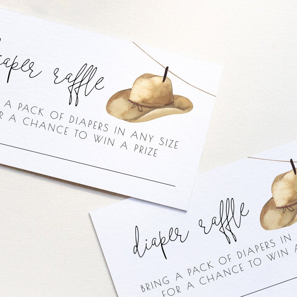 Cowboy Diaper Raffle Editable Ticket | Cowgirl Western Baby Shower ...