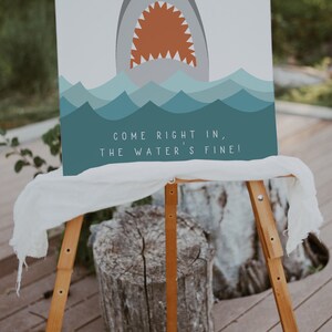 Shark Birthday Welcome Sign | Shark Party Decor Editable Template ...