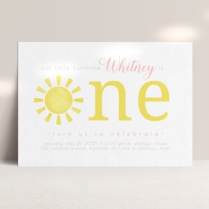 Sunshine Girl 1st Birthday Invitation Editable Template | Our Little ...