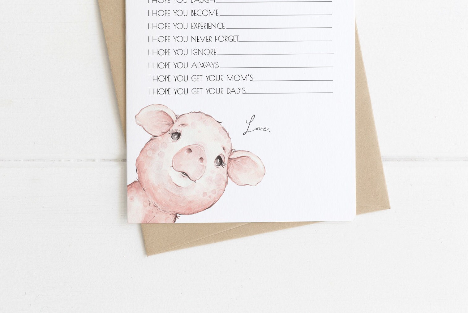 Farm Animal Wishes for Baby Shower Printable Game Farm Pig - Etsy