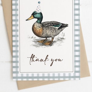 Editable Duck Thank You Card Template | One Lucky Duck 1st Birthday ...