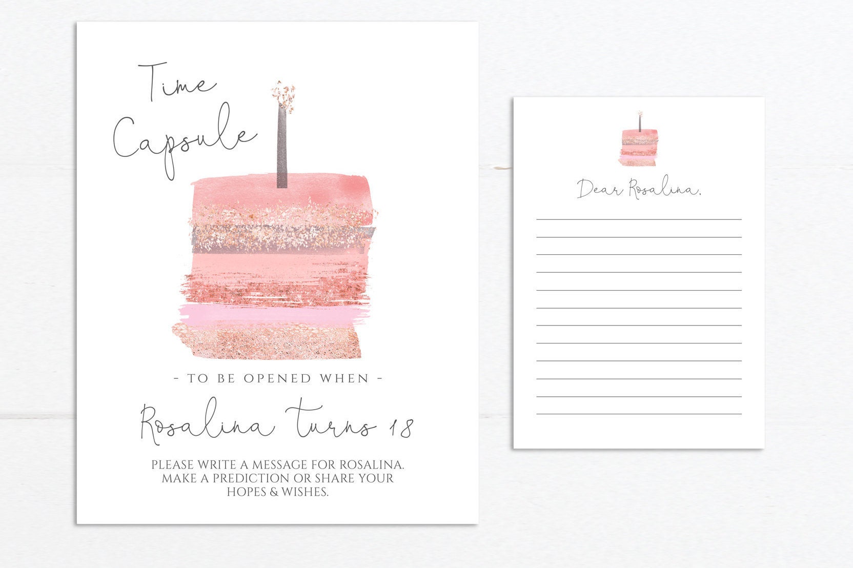 Pink 1st Birthday Time Capsule Sign Editable Time Capsule - Etsy