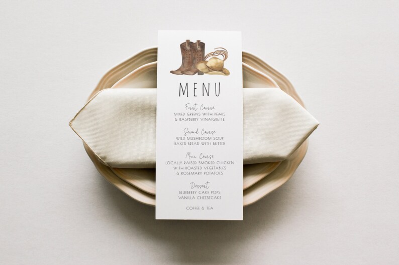 Rodeo Menu Template Editable Cowboy Western Baby Shower Menu - Etsy