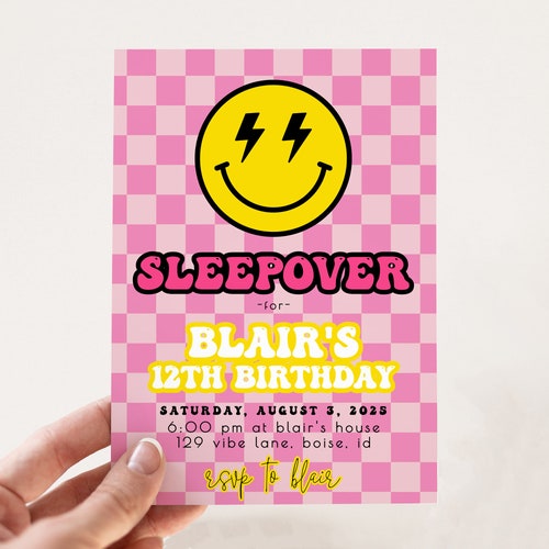 Editable Preppy Let's Celebrate Smile Birthday Invitation - Etsy