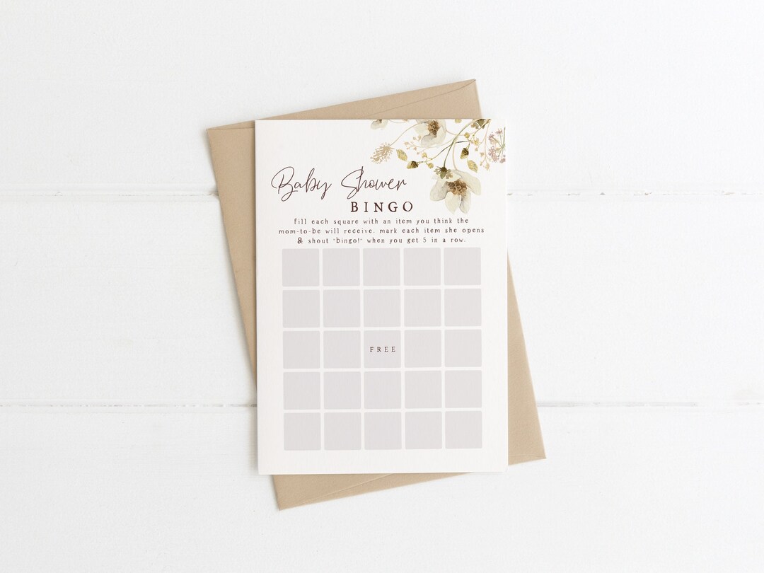 Wildflower Bingo Baby Shower Printable Game Template | Baby in Bloom ...