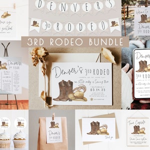3rd Rodeo Birthday Bundle Editable Templates | Cowboy Invitation ...
