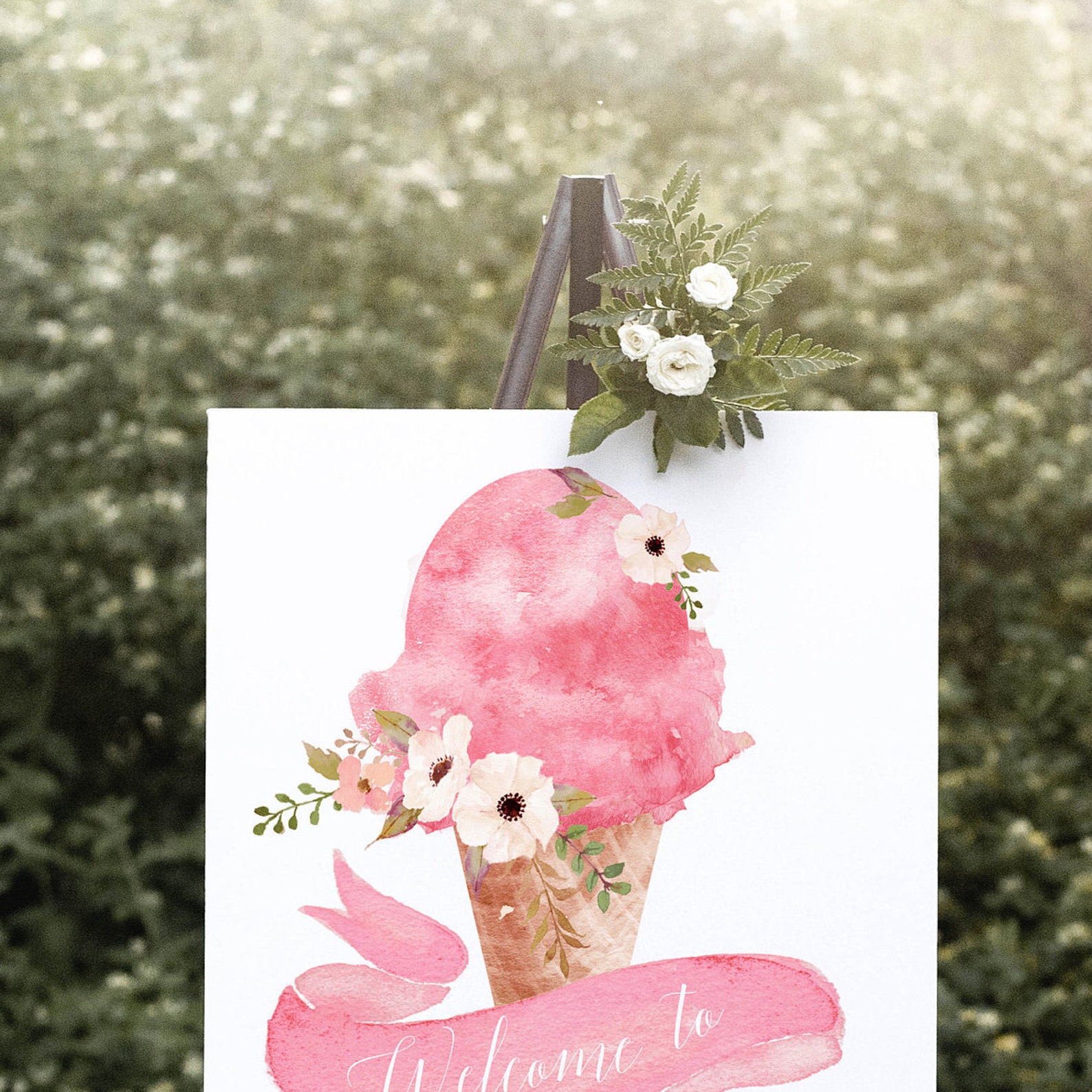 Ice Cream Welcome Sign Here's the Scoop Birthday Party | Etsy