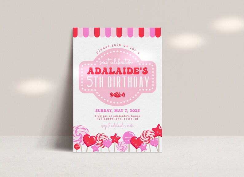 Candy Shop Birthday Invitation Template Editable Sweet - Etsy