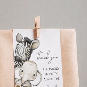 Safari Thank You Favor Tag Wild One 1st Bday Jungle Printable Gift Tag ...