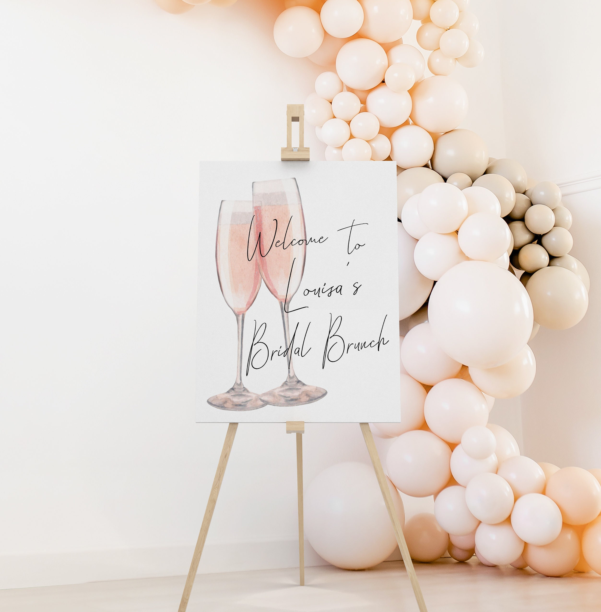 Brunch & Bubbly Welcome Sign Template | Pink Bridal Shower Decor ...