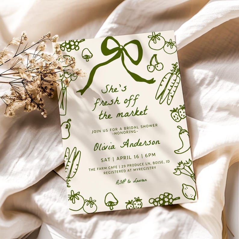 Fresh off the Market Bridal Shower Invitation Template | Editable off ...