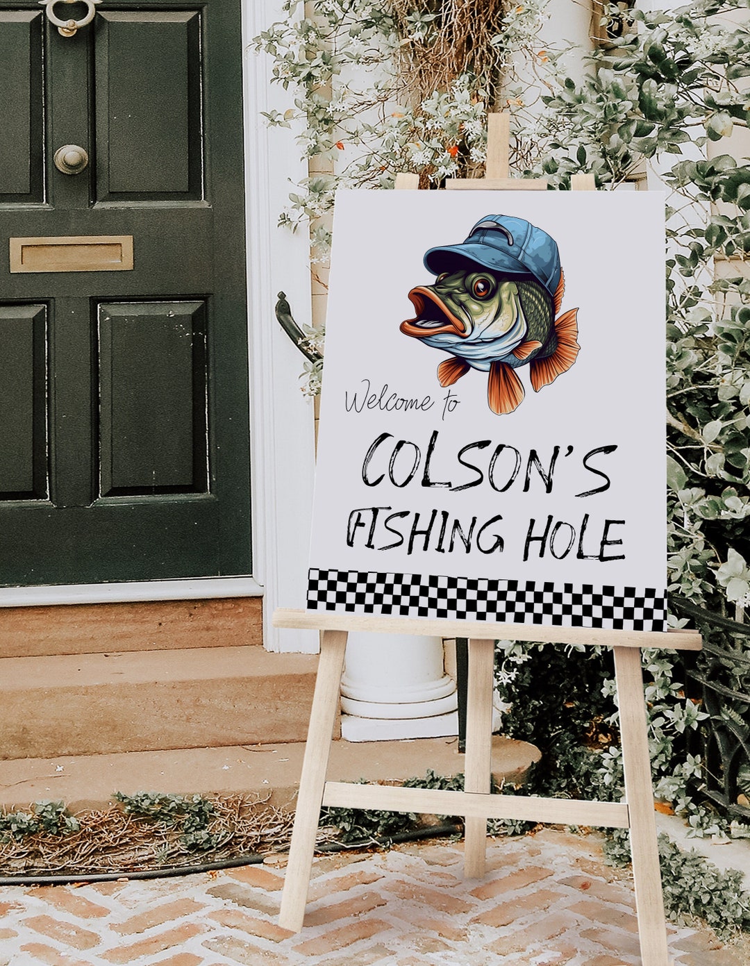 Editable Fish Birthday Welcome Sign Template | Reel Fun Bass Birthday ...