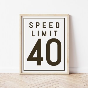 Speed Limit 40 Sign Template | 40th Birthday Party Sign | Speed Limit ...