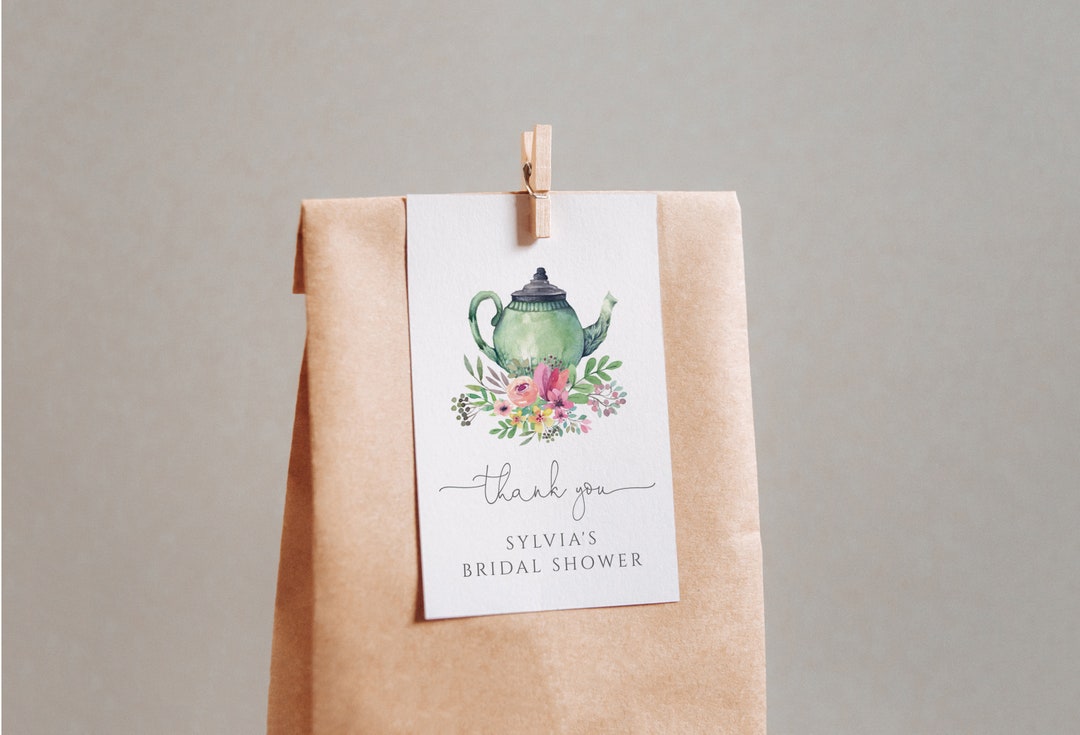 Tea Party Thank You Favor Tag Tea Pot Bridal Shower Printable Editable ...