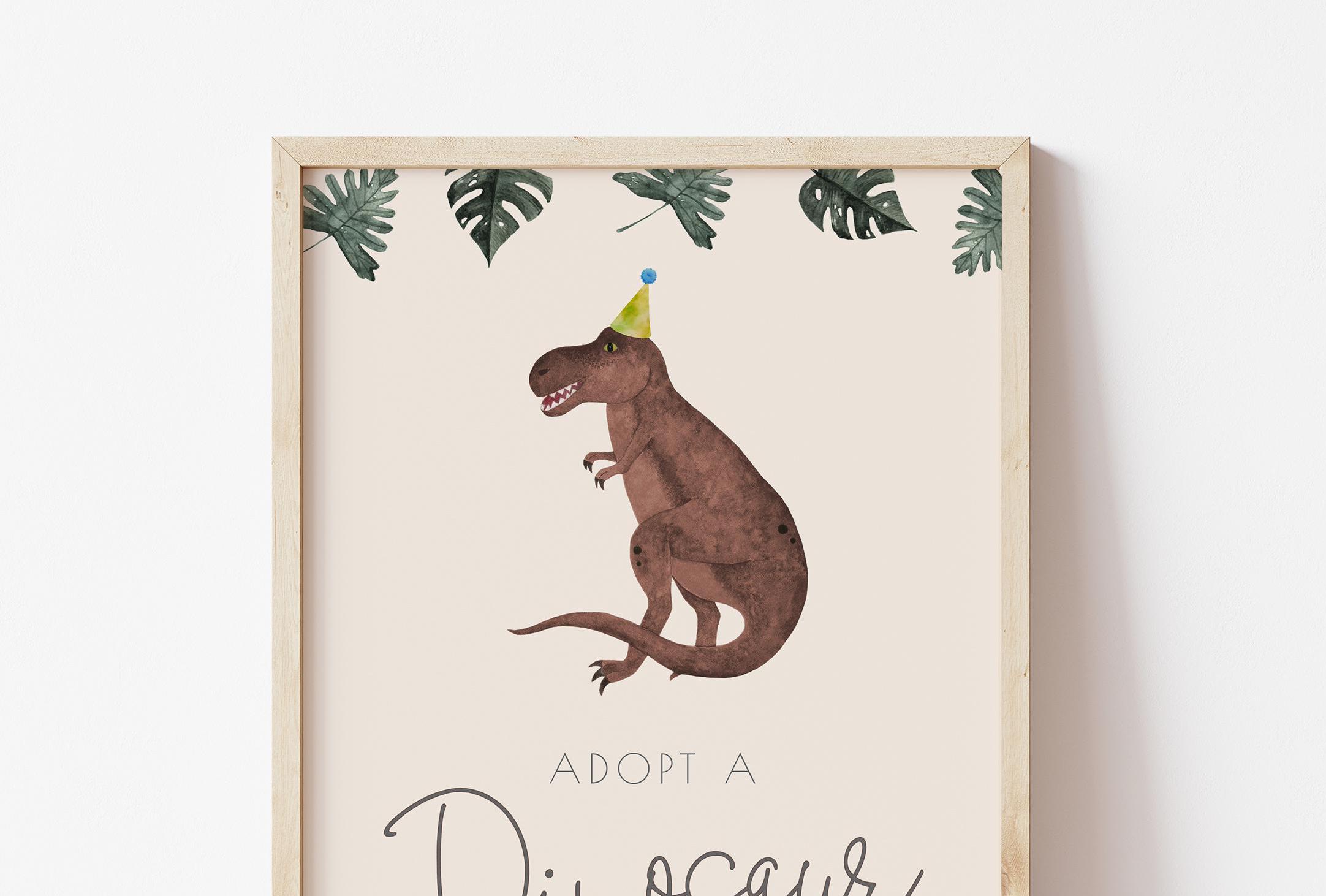 Adopt a Dinosaur Sign Editable Template | Dino Birthday Party Decor ...