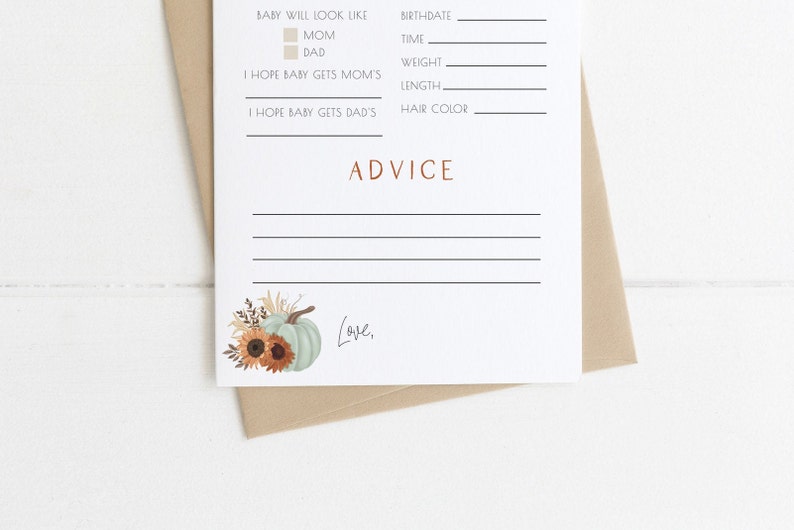 Pumpkin Predictions and Advice Baby Shower Editable Game - Etsy