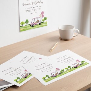 Golf 1st Birthday Invitation Template for Girl | Editable Hole in ONE ...