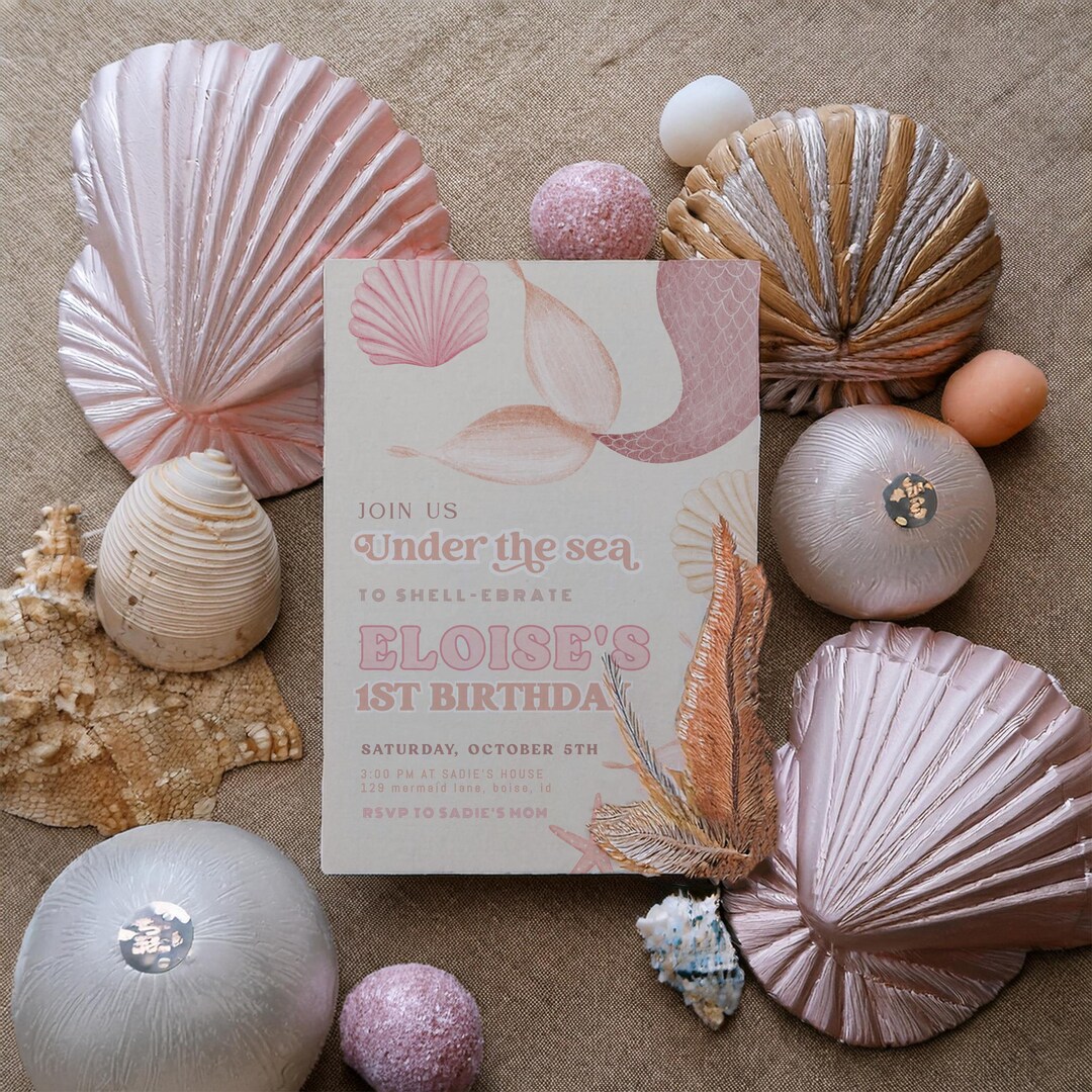 Editable Mermaid Birthday Invitation Template | Let's Shell-ebrate ...