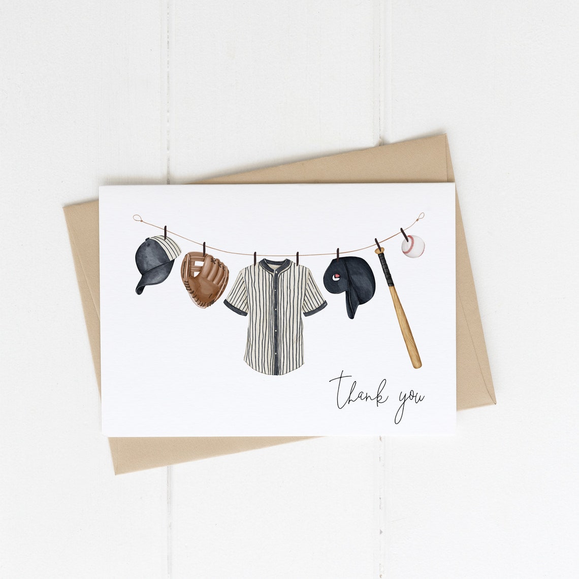 Baseball Thank You Card Template Rookie Year Birthday Party - Etsy