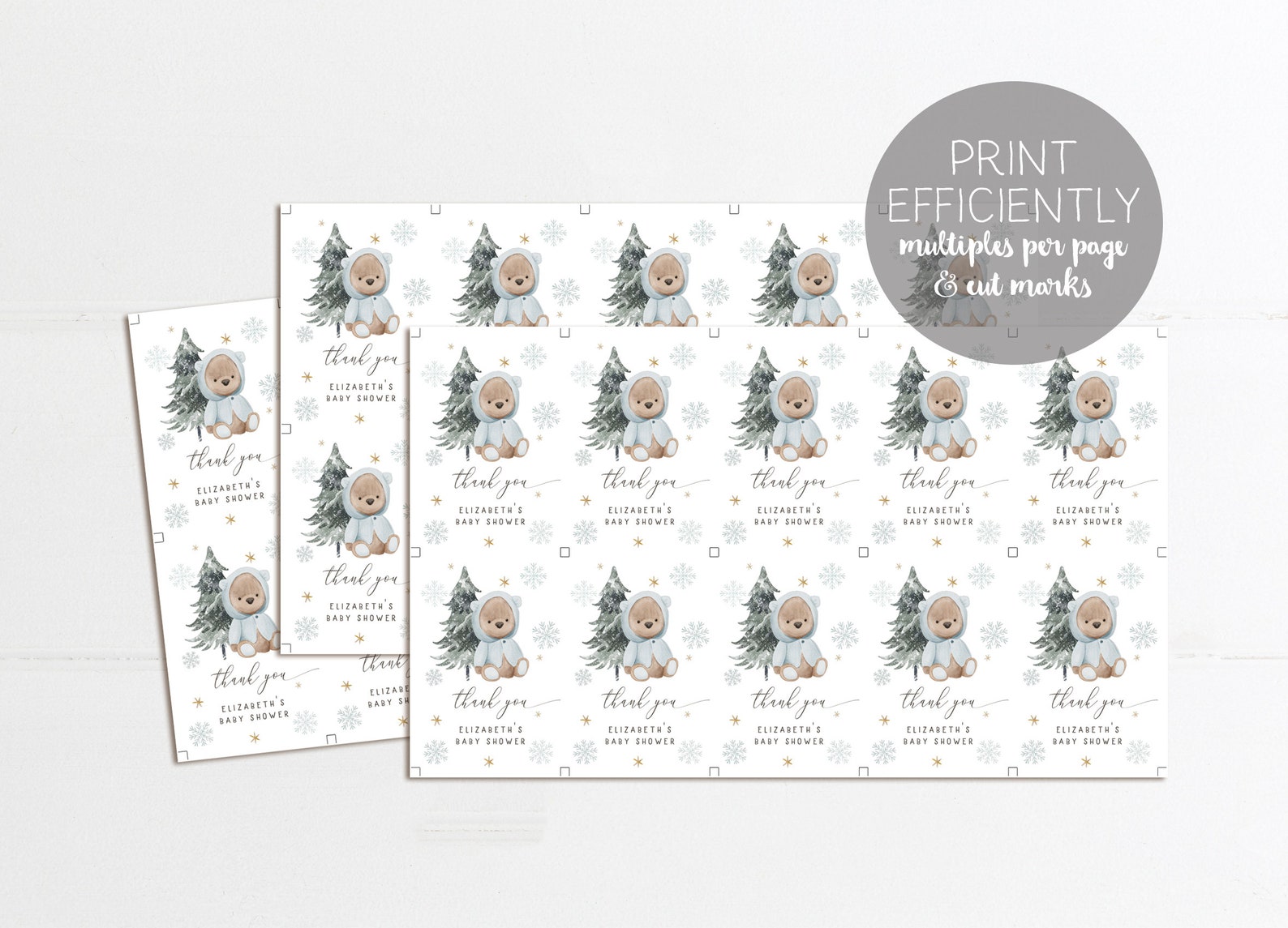 Winter Bear Thank You Favor Tag Boy Beary Cute Baby It's | Etsy