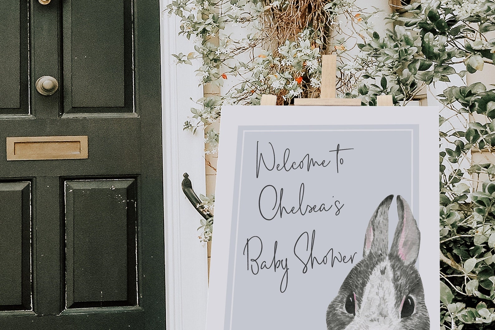 Bunny Welcome Sign Template Some Bunny Boy Baby Shower - Etsy