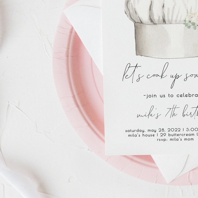 Cooking Birthday Party Invitation Chef Baking Party Birthday - Etsy