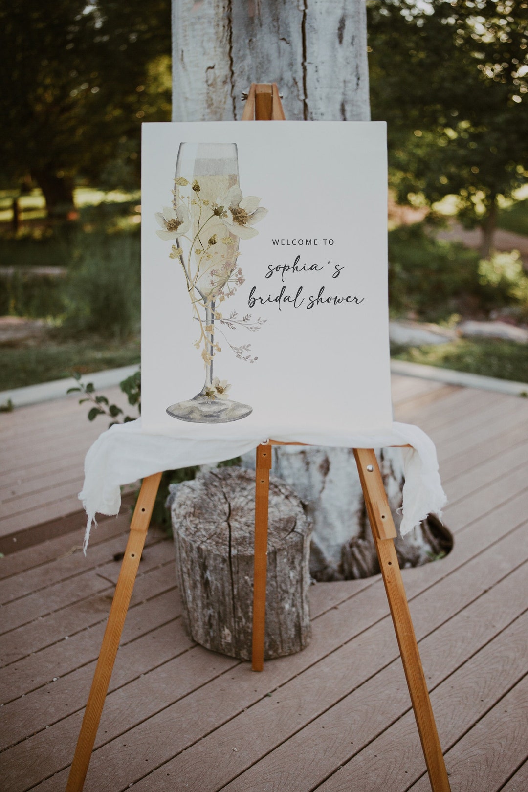 Editable Petals + Prosecco Welcome Sign Template | Bridal Shower Petals ...