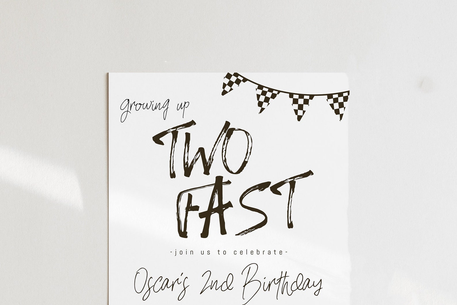 TWO Fast Birthday Invitation Template Editable Blue Race Car - Etsy