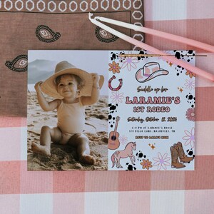Girl 1st Rodeo Birthday Invitation Template With Picture | Our Little ...
