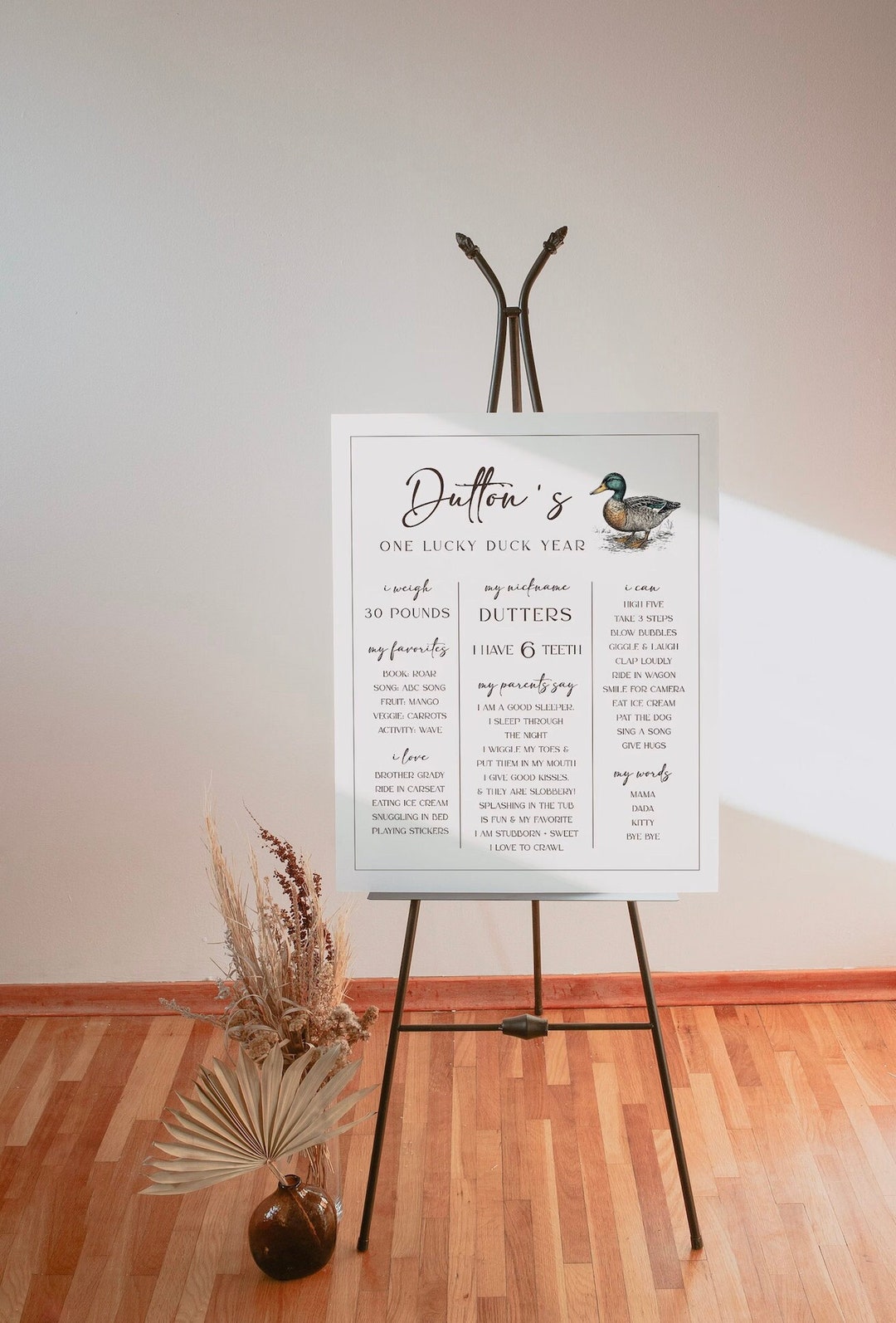 One Lucky Duck Milestone Board Template | Editable Little Duck 1st ...