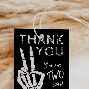Bad TWO the Bone Thank You Favor Tag | Editable Fall Halloween ...