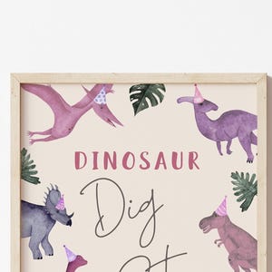 Dinosaur Dig Site Sign Editable Template for Girl | Dino Birthday Party ...