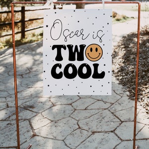 TWO Cool Birthday Welcome Sign Template Editable Smile Face Boy 2nd ...