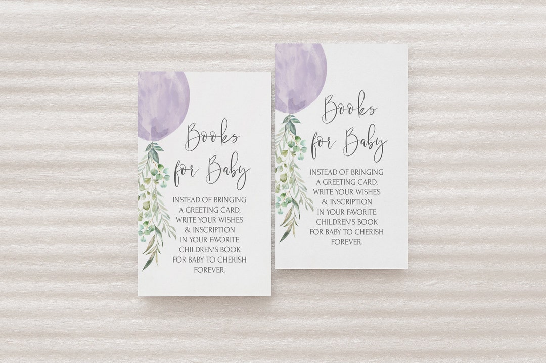 Purple Balloon Books for Baby Insert Girl Ready to Pop Baby Shower ...