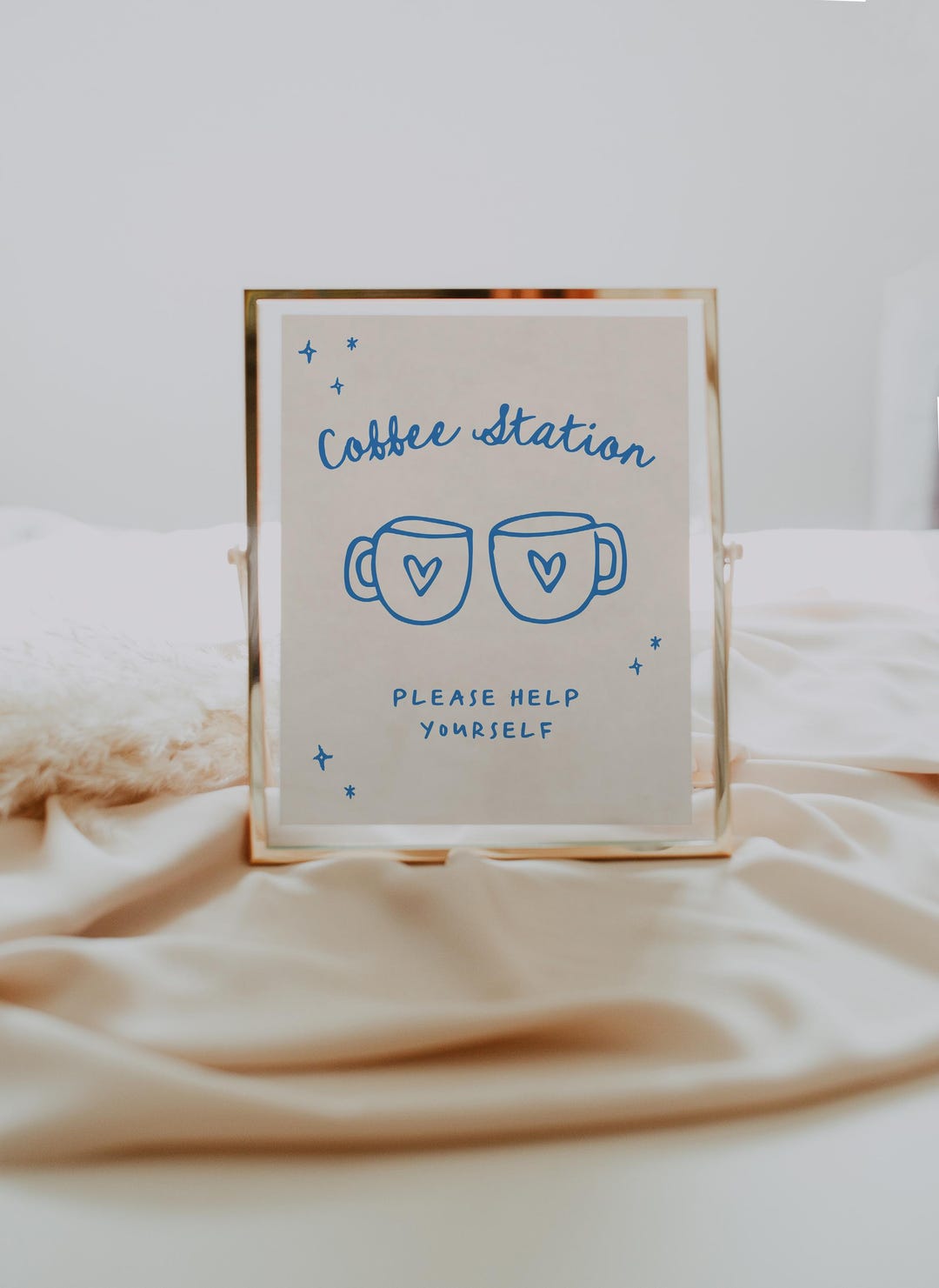 Coffee Station Sign Template | Editable Hand Drawn Brunch Coffee Bar ...