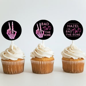 Bad Two the Bone 2nd Birthday Bundle Template | Editable Pink Girl ...