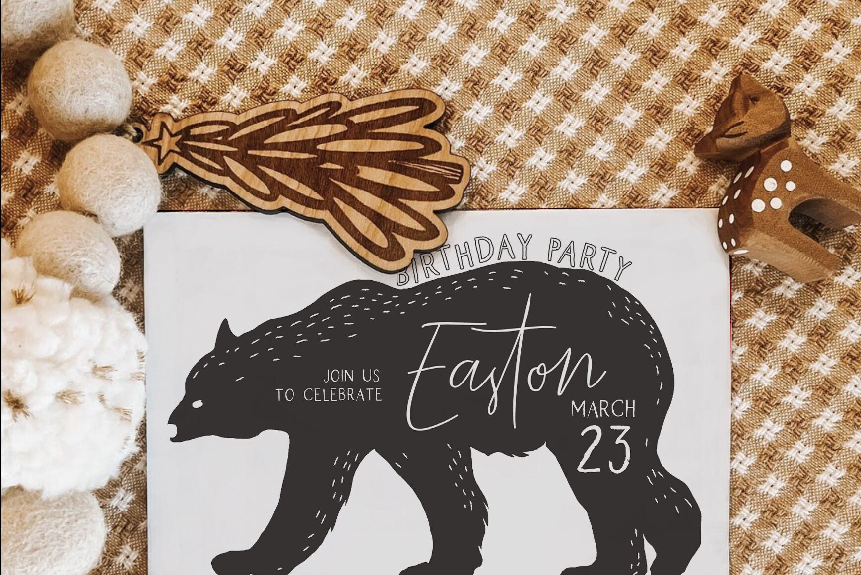 Editable Bear Birthday Invitation Template Rustic Our Little - Etsy