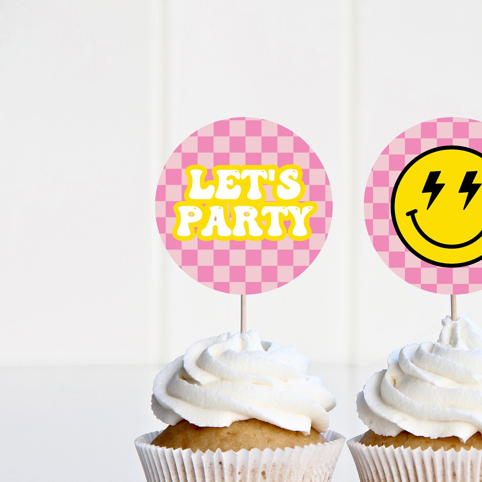 Pink Smiley Face Cupcake