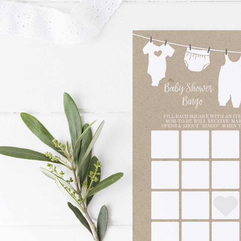 Clothesline Bingo Baby Shower Printable Game Gender Neutral - Etsy