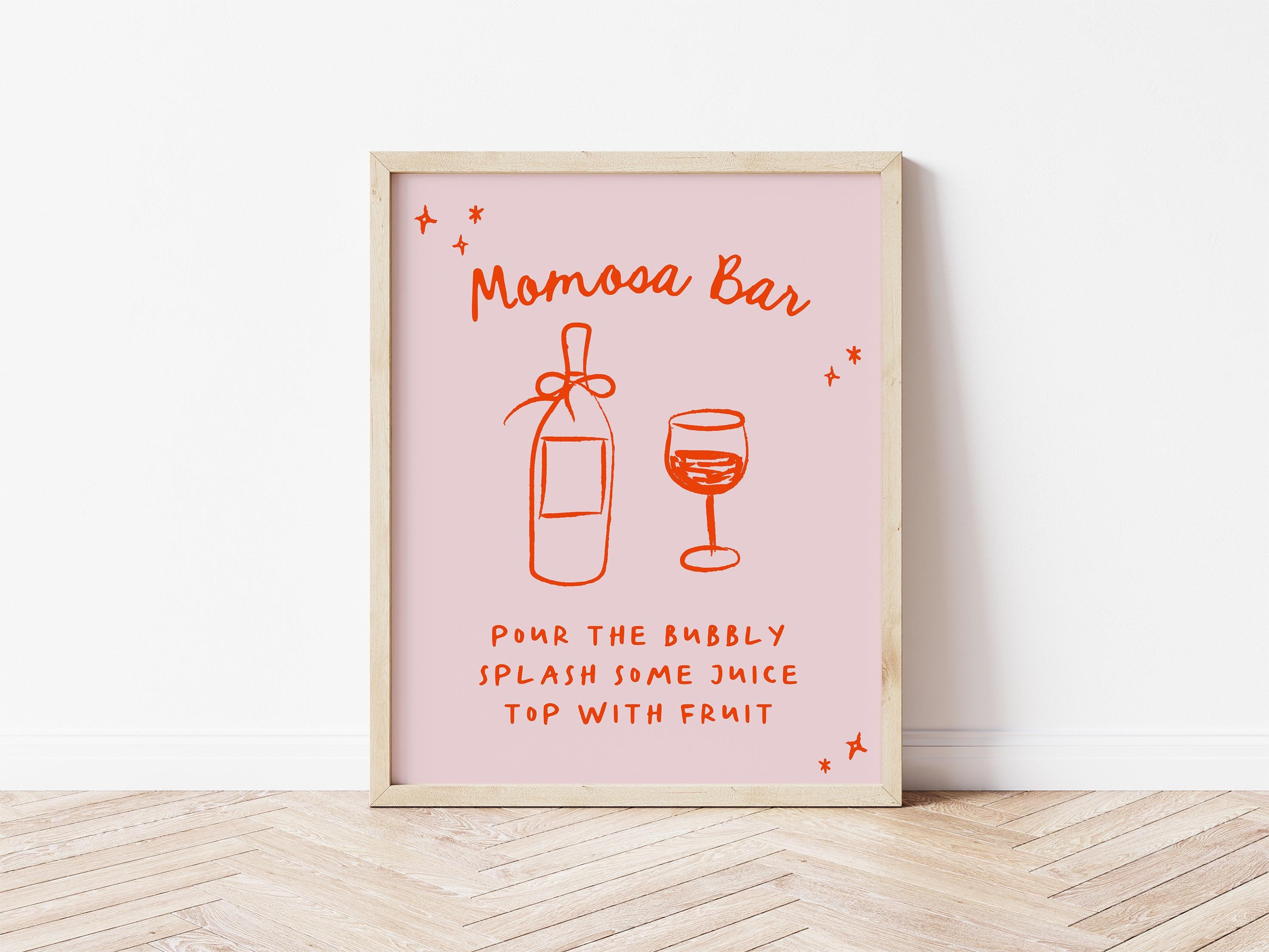Brunch Momosa Bar Sign Template | Editable Hand Drawn Baby Shower ...