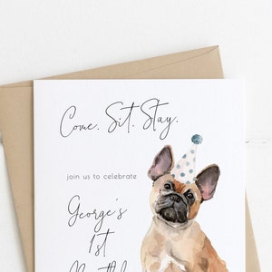 French Bulldog Birthday Invitation Template Editable Frenchie Dog Come ...