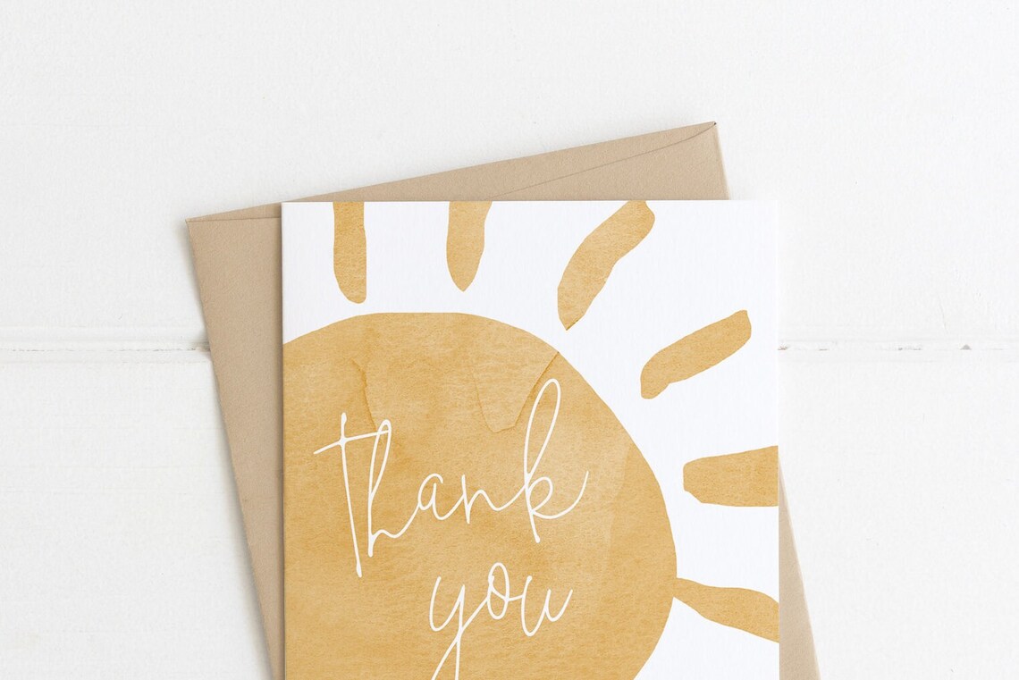 Sunshine Thank You Card Template Our Little Sunshine - Etsy