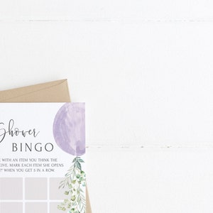Purple Bingo Baby Shower Printable Game, Lavender Ready to Pop Baby ...