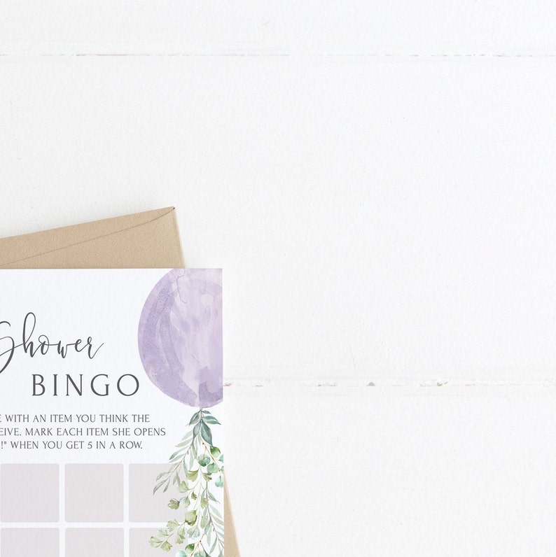 Purple Bingo Baby Shower Printable Game Lavender Ready to Pop | Etsy
