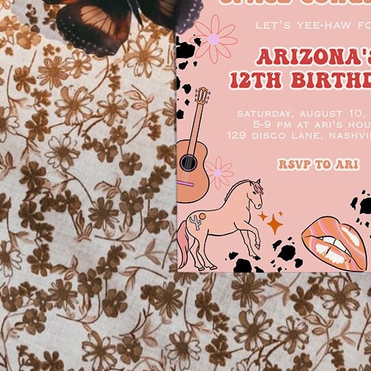 Editable Space Cowgirl Birthday Invitation | Disco Cowgirl Bday Invite ...