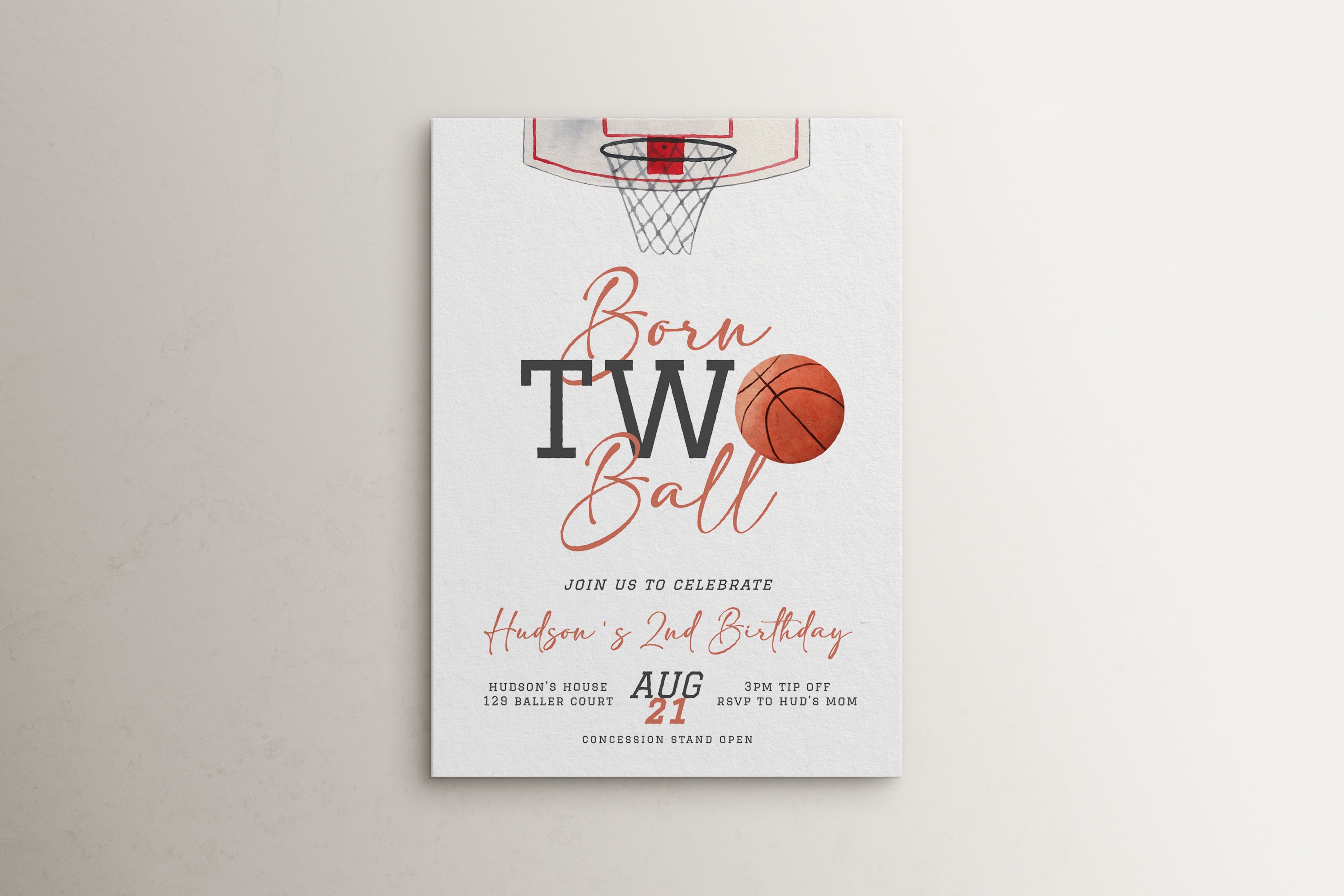 Born 2 Ball Basketball Invitation for Boy | Editable Basketball 2nd ...