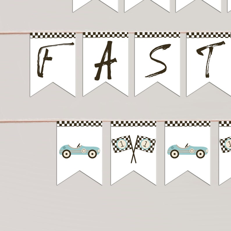 Fast ONE Banner Template Editable Race Car 1st Birthday - Etsy