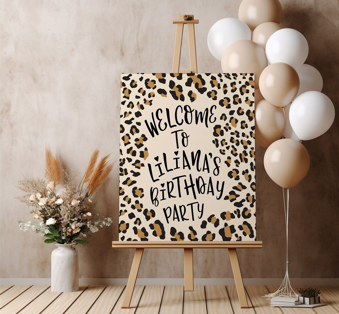 Wild One Welcome Sign Template | Leopard Two Wild Birthday Party Welcome Decor | Animal Editable ...